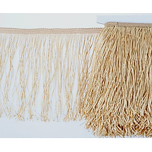 Heartwish268 Fringe Trim Lace Polyerter Fibre Tassel 6inch Wide 10 Yards Long for Clothes Accessories Latin Wedding Dress DIY Lamp Shade Decoration Black Gold
