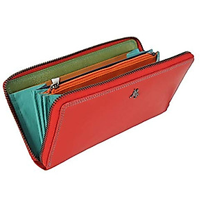 Visconti Large Continental Zip Around Purse in Red Or Black Multi SP79 (Red)