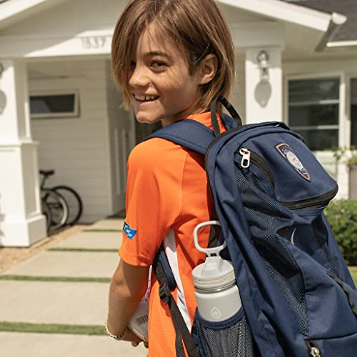 ThermoFlask Double Wall Vacuum Insulated Stainless Steel Kids Water Bottle with Straw Lid, 16 Ounce, 2-Pack, Blueberry/Wolf Grey