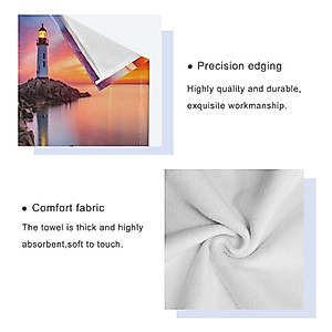 Flradish Lighthouse Towels 3 Pack Bath Towels for Bathroom Set Soft Cotton Highly Absorbent Lightweight & Quickdry Towel Set 1 Bath Towel,1 Hand Towel,1 Washclothe