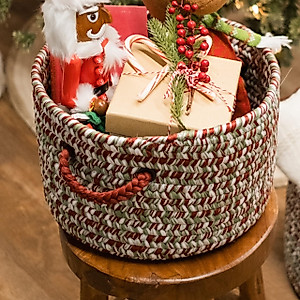 Colonial Mills Tweed Decorative Braided Basket, 14"x14"x10", Holiday Blend