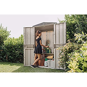 Toomax High Storer Plus Tool Shed 1.670L, Dim. cm 130x75.6x218.4h, Taupe/Brown