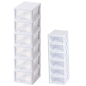 Sterilite 16 Quart Clear Plastic Stacking Storage Drawer Container Box (6 Pack) + 6 Quart Storage Drawer Container Box (6 Pack)
