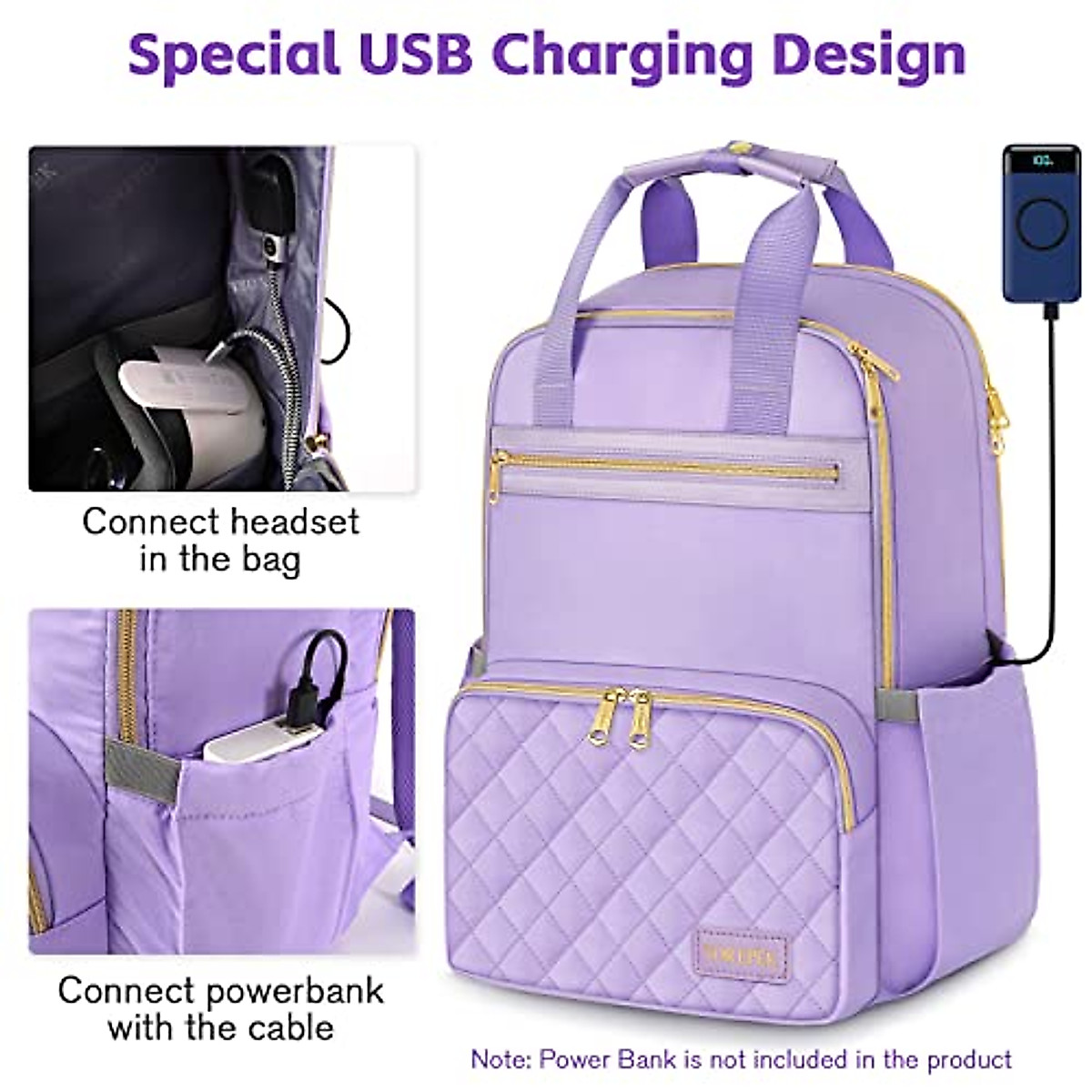 Carrying Case with Oculus Quest 2, Meta Quest VR Case for VR Headset with Elite Strap, Touch Controllers Accessories, Large Laptop Backpack for Women as Gift to Travel Outdoor and Home Storage, Purple