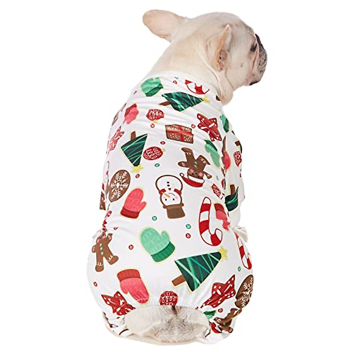 Impoosy Dog Christmas Shirt Pet Snowman Pajama Sotf Puppy Candy Clothes Cat Xmas Cotton Clothing (XL)