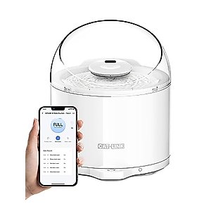 CATLINK Cat Water Fountain with Wireless Pump, 91.71oz/2.6L, Ultra Quiet, Ultrafiltration, Health Monitoring, for Cat Inside, App Control, Automatic Pet Drinking Fountains, CATLINK Pure 2