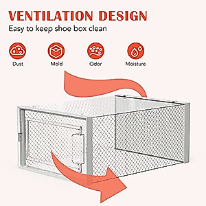 Stackable Shoe Storage Boxes, WAYTRIM 12 Pack Shoe Organizer for Closet Shoe Boxes Clear Plastic Stackable Shoe Bins Space Saving Sneaker Storage Boxes Drop Front Shoe Container Bins Fit to Size 10 - Clear White