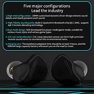 Linsoul KZ VXS TWS 1DD+4BA Hybrid Bluetooth Earphones True-Wireless Headphones Game Sport Earbuds Touch Control Noise Cancelling HiFi Headset