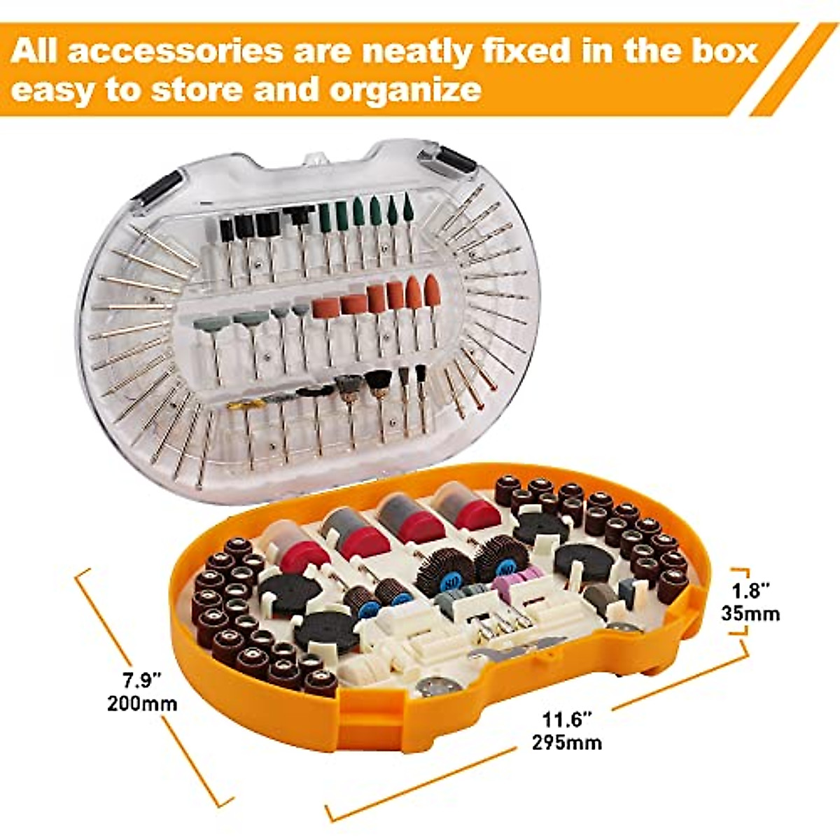 Hoteche 276Pcs Rotary Tool Accessories Kit 1/8-Inch Shanks Universal Accessories Kit Power Rotary Tool Accessries for Carving, Polishing, Sanding, Cutting with Carrying Case