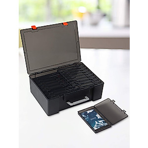 iBune Large 4" x 6" Photo Storage Box, 18 Inner Photo Cases Store up to 1800 Photos, Photo Organizer Cards Craft Keeper with Handle for Photo Puzzles Cards Seed Packets, Black