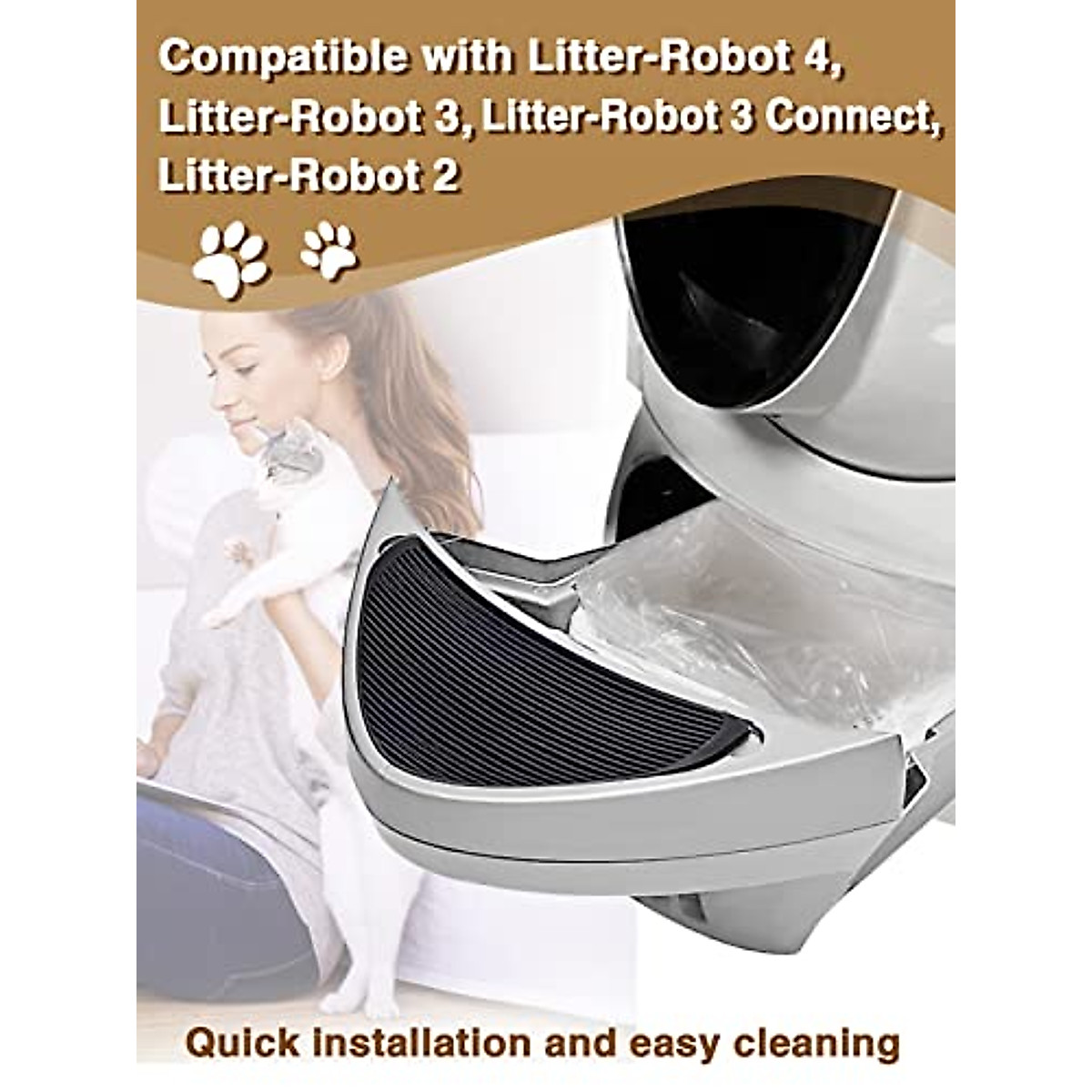 100 PCS Thickened Waste Drawer Liners for Litter Robot 4 All Litter-Robot Models, 9-11 Gallons, Durable Replacement Liner Bags for Disposal of Cat Waste