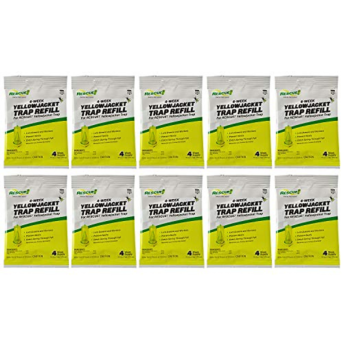 RESCUE! Yellowjacket Attractant – for RESCUE! Reusable Yellowjacket Traps – 4 Week Supply - 10 Pack
