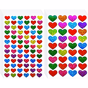 WINORDA 40 Sheets Glitter Heart Stickers Colorful Decorative Love Stickers Self-Adhesive Sparkle Heart Stickers for Scrapbooking or Crafting Valentine's Day Love Embellishment