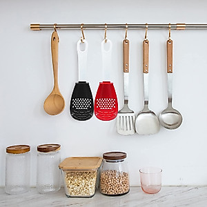 2Pack Multifunctional Kitchen Cooking Spoon, Slotted Spoon for Cooking Strainer Spoon, All in One Garlic Press Grinder Kitchen Spoons for Mashing Draining