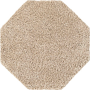 Rugs.com Everyday Shag Rug – Green 4 Ft Octagon Shag Rug Perfect for Living Rooms, Kitchens, Dining Areas and More