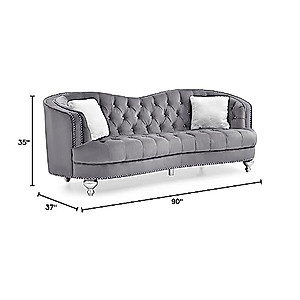 Glory Furniture Jewel Sofa, Gray. Living Room Furniture 35" H x 90" W x 37" D