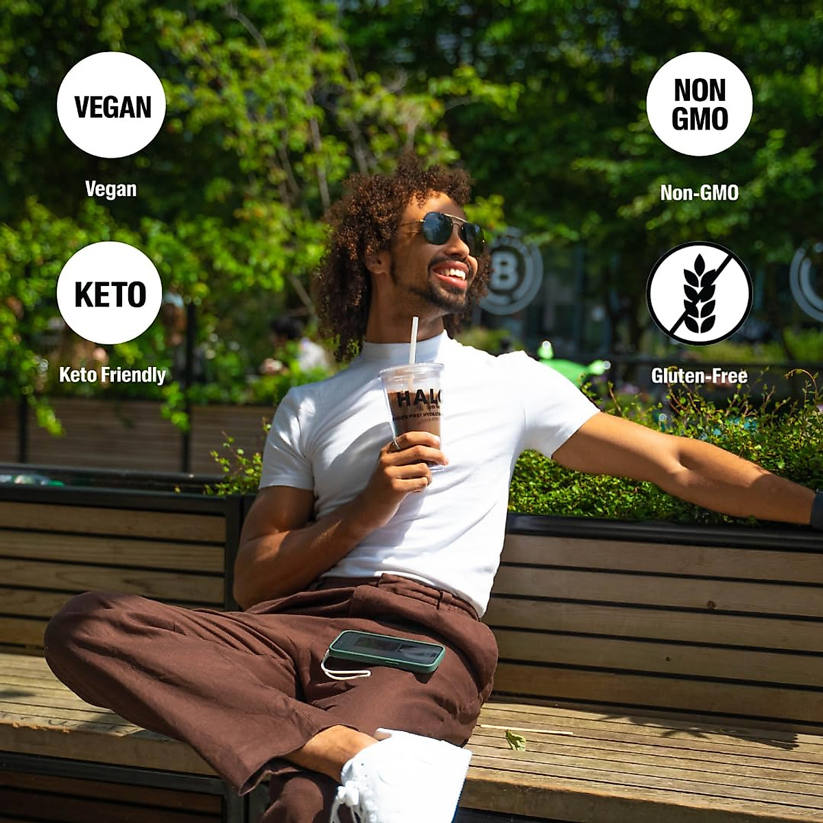 HALO Hydration – Electrolyte Energy Drink Mix | Hydration Powder Packets | Iced Mocha Latte Flavor, Healthy Skinny Coffee | Low Sugar | Easy Open Single Serving Stick | 6 Sticks