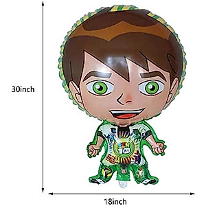 Ben 10 Happy Birthday Banner Ben 10 Foil Balloons and Latex Balloons for Kids Birthday Party Decorations