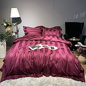 Luxury Bedding Set, Queen King Size Bed Sheet Duvet Cover Egyptian Cotton Silky Soft Bedclothes Hotel Home Quilt Covers,Red,200230CM
