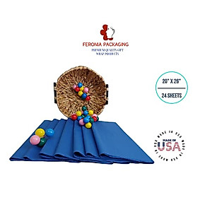 Dark Blue Tissue Paper Squares, Bulk 24 Sheets, Premium Gift Wrap and Art Supplies for Birthdays, Holidays, or Presents by Feronia packaging, Large 20 Inch x 26 Inch