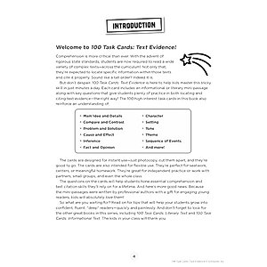 100 Task Cards: Text Evidence: Reproducible Mini-Passages With Key Questions to Boost Reading Comprehension Skills