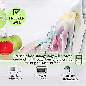 AGMZ Reusable Food Storage Bags - 6 Pack(3 Grey & 3 Blue) - EXTRA THICK Reusable Freezer Bags - BPA Free, Easy Seal & LEAKPROOF Food Storage Bags for Marinate Food, Fruits, Sandwich, Snack, Meal Prep, Travel Item