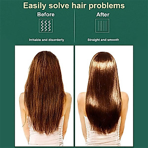 FAHXNVB Hair Straightener Brush, Negative Ion Hair Straightener Styling Comb with 5 Temp, 2 in 1 Hair Straightener&Curler Brush, Electric Straightening Hot Comb Heated Hair Brush Fast Heating (Red)