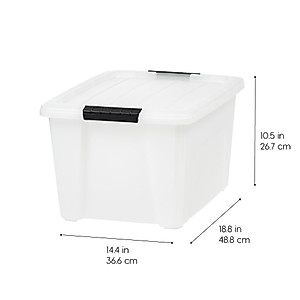 IRIS USA 33 Quart Stackable Plastic Storage Bins with Lids and Latching Buckles, Containers with Lids and Latches, Pearl, 8 Pack