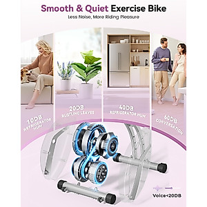PLENY Folding Exercise Bike, Indoor Stationary Bike 16-Level Magnetic Resistance with Arm Resistance Band, Back Support Cushion Workout Bike for Home Workout Gym - Gray