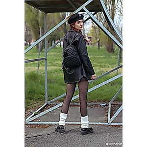 ECOSUSI Mini Backpack Women Leather Small Backpack Purse for Teen Girl Cute Pom Bookbag Travel Shoulder Bag with Charm Tassel (1-Black, for Tablet)