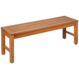 Amazon Aware FSC Certified Outdoor Bench with Cushion, Acacia Wood, Natural Finish