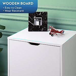 DEVAISE 5-Drawer Wood Dresser with Top Cabinet Storage, Mobile Chest of Drawers, Wide Storage Space for Home Office, White