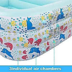 Kiddie Pool Above Ground Swimming Pool 59" X 43.3" X 23.6" Full-Sized Family Kiddie Blow up Pool for Kids, Toddlers, Infant & Adult for Ages 3+ Outdoor, Garden, Backyard, Summer Water Party