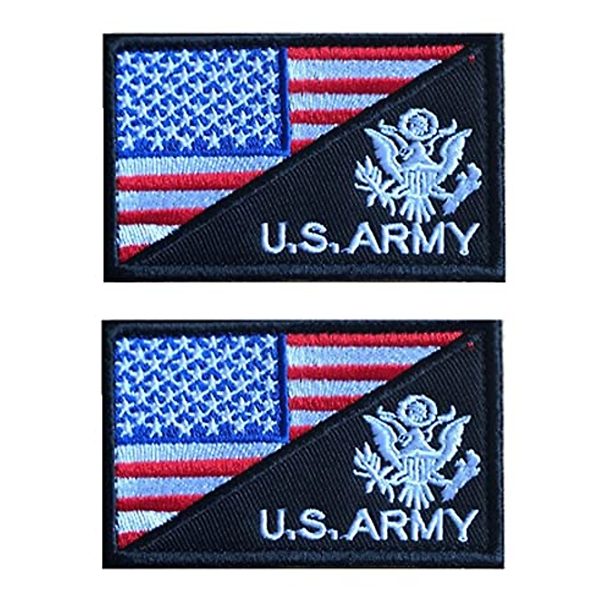 American Flag and Army Veteran US Armed Forces Patch Hook and Loop Tactical Morale Applique Fastener Military Embroidered Patch 2Pcs