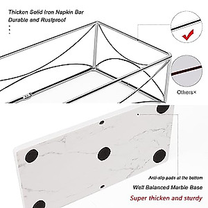 Livabber Guest Napkin Holder with Marble Base, Metal Bathroom Paper Hand Towel Storage Modern Napkin Tray Caddy for Countertop, Table Kitchen, Dinning Room (Chrome)