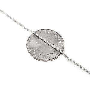 925 Sterling Silver 1MM 8 Sided Snake Chain - Italian Necklace For Women - Lobster Claw Clasp - 16 Inch