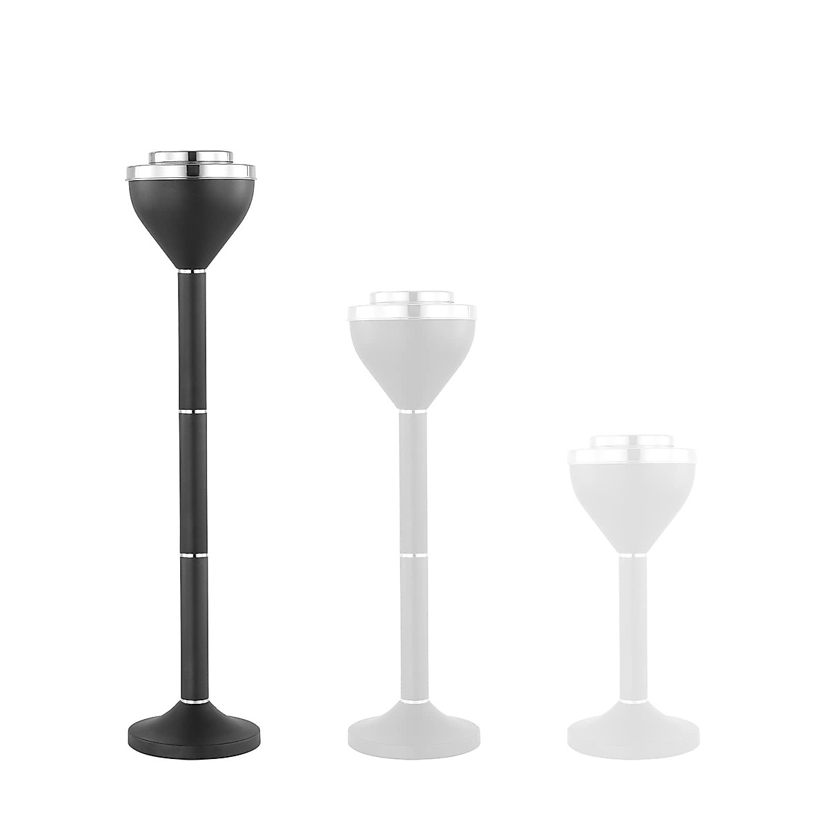 IRONWALLS Floor Cigar Ashtrays Stand, Matte Black Stainless Steel Windproof Ashtray with Lid for Home Garden Patio Cigarette Butt Receptacle, 3-Section Ash Tray with 31”, 24”, 16” Adjustable Height