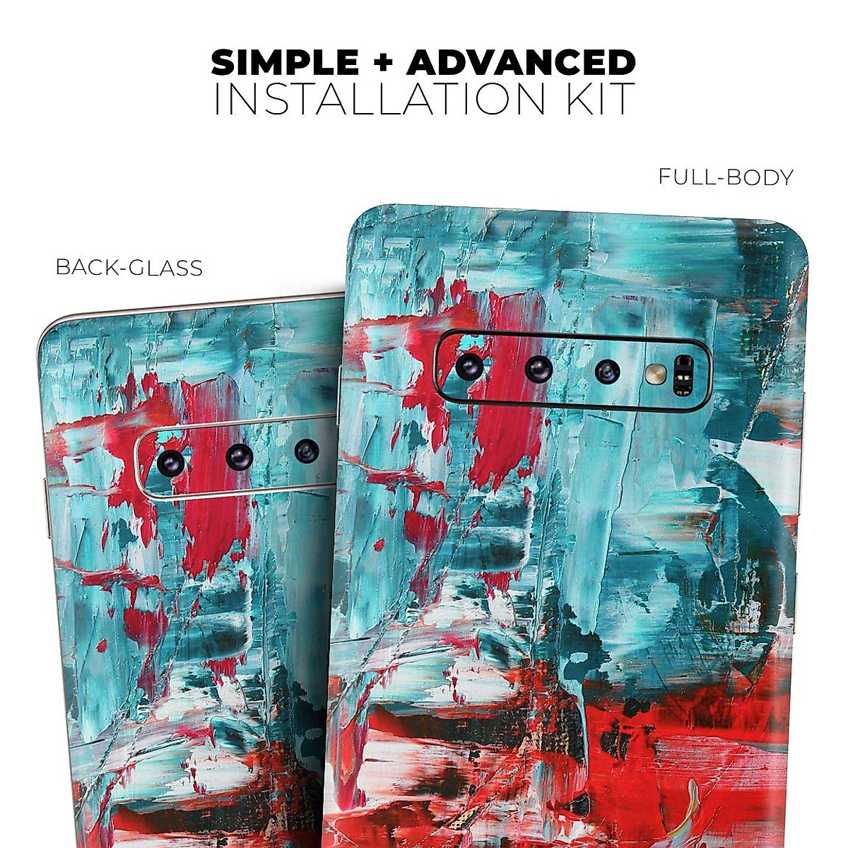 DesignSkinz Red and Blue Abstract Oil Painting Protective Vinyl Decal Wrap Skin Cover Compatible with The Samsung Galaxy S20 (Screen Trim & Back Glass Skin)