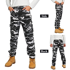 APTRO Men's Cargo Pants Camo Casual Work Military Tactical Pants Gray Camo 34