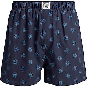 Lucky Brand Men's Boxer Shorts - 6 Pack Classic Cotton Woven Boxers for Men With Functional Fly, Relaxed Fit (Sizes: S-XXL), Size Large, Navy/Plaid/Print