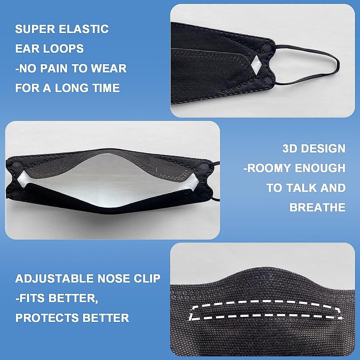 VERNASSA KN95 Face Mask 50 PCS, Breathable Comfortable Masks, Against PM2.5 Disposable Masks