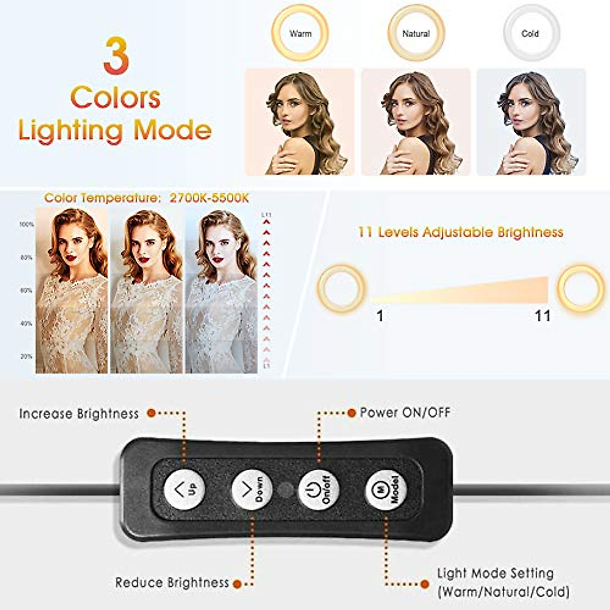 SALTOUSA Video Conference Lighting Kit,6.3 inch Selfie Ring Light,Video Conferencing,Remote Working,Zoom Call Lighting,Self Broadcasting and Live Streaming,YouTube Video,TikTok,Black-A