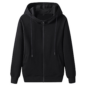 Maiyifu-GJ Men's Slim Fit Full Zip Hoodies Lightweight Athletic Casual Hooded Sweatshirt Long Sleeve Active Hoodie Jackets (Black,Large)