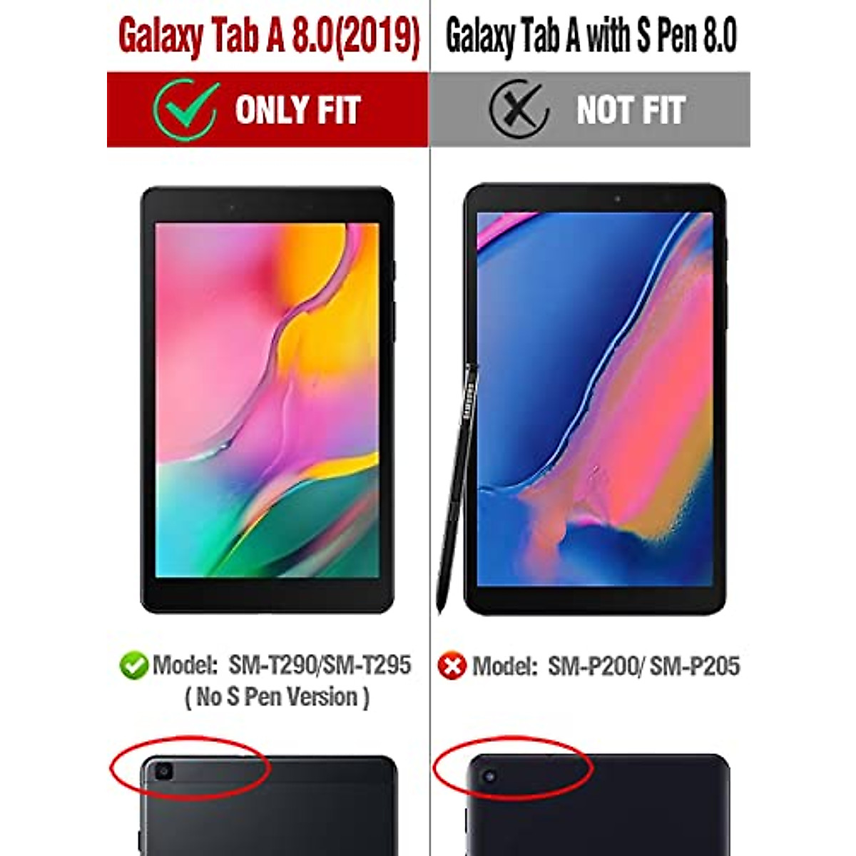 Poetic Turtleskin Heavy Duty Case Designed for Galaxy Tab A 8.0 Inch 2019 Without S Pen (SM-T290/SM-T295), Rugged Shockproof Drop Protection Kids Friendly Protective Silicone Cover Case, Black