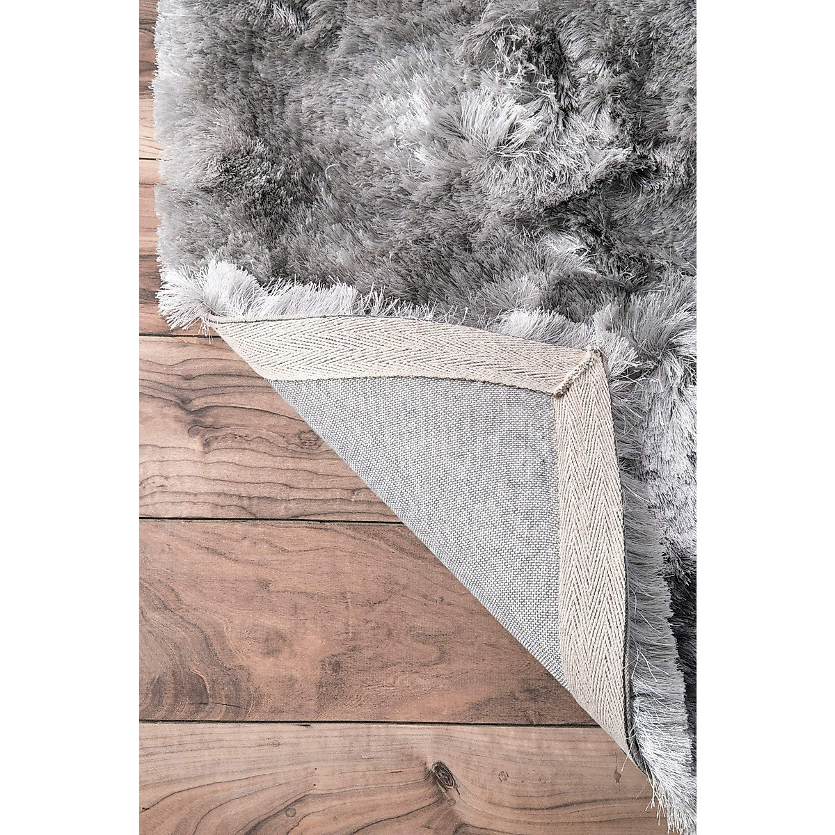 nuLOOM Latonia Modern Silky Shag Area Rug, 4x6, Silver