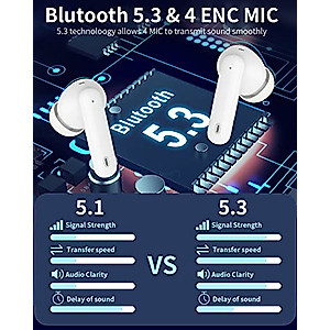 Wireless Earbuds, Bluetooth 5.3 Earbuds in-Ear, 50Hrs Playtime True Wireless Earphones Build in ENC and ANC Noise Cancelling Mic, with Charging Case, IP7 Waterproof Sport EarBuds for iPhone & Android