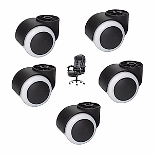 Office Chair Caster Wheels Set of 5 Office Chair Revolving Chair Casters Replacement Nylon Furniture Wheels Premium Computer Desk Castor Bearing Capacity 125KG / 276lbs (5) Colour Name:Plunger Stem He
