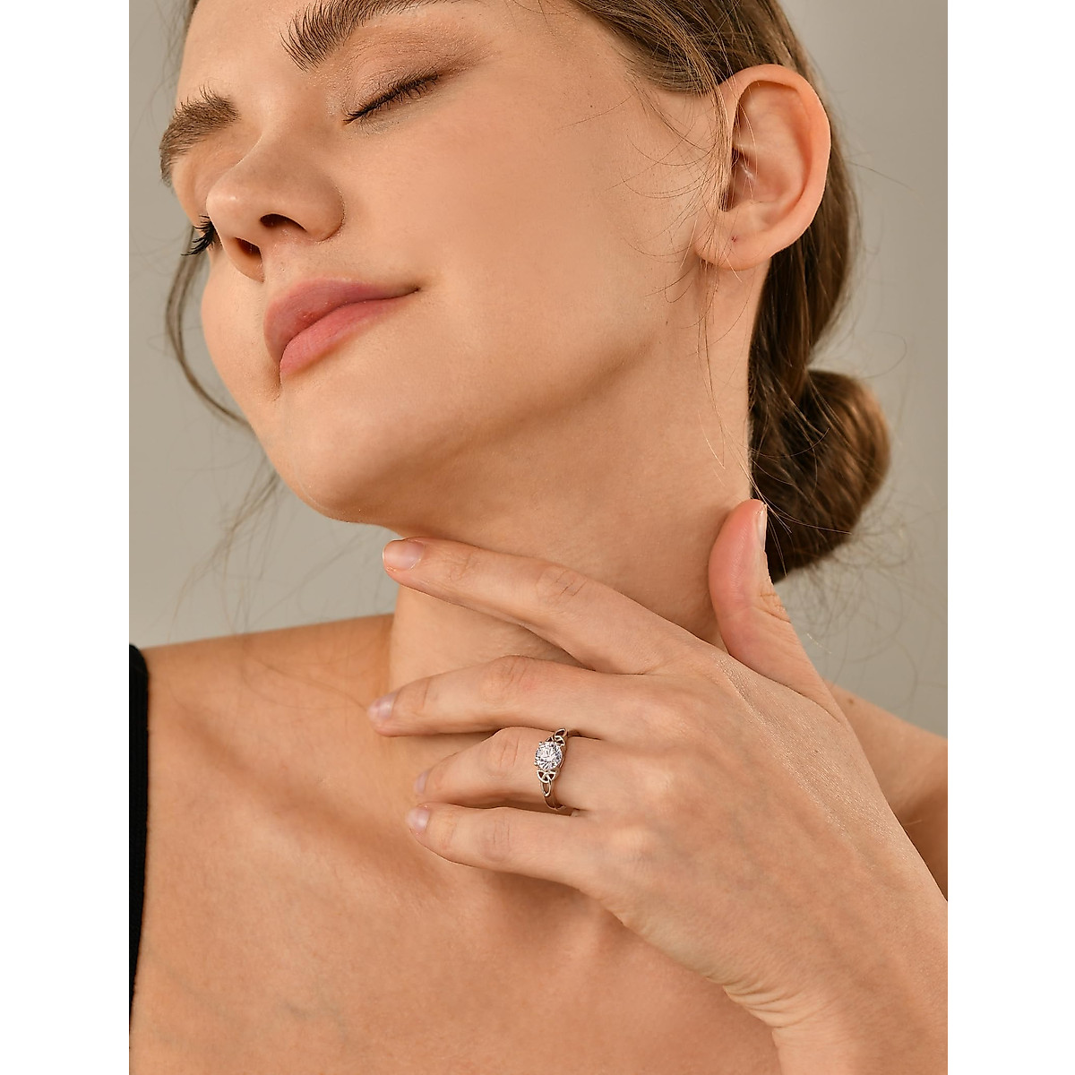 YL Celtic Knot Rings for Women 925 Sterling Silver Cubic Zirconia 18k White Gold Plated Statement Rings-size5