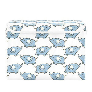 innewgogo Cute Animals Elephant Storage Bins with Lids for Organizing Storage Baskets with Handles Oxford Cloth Storage Cube Box for Car