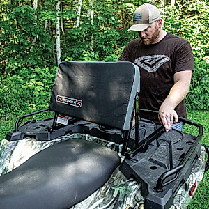 Yutrax® Universal Mount ATV Backrest, Heavy-Duty Steel Seat Frame, Adjustable Seat Back Positions, 2” Thick Cushion, Folds Down Flat When Not in Use